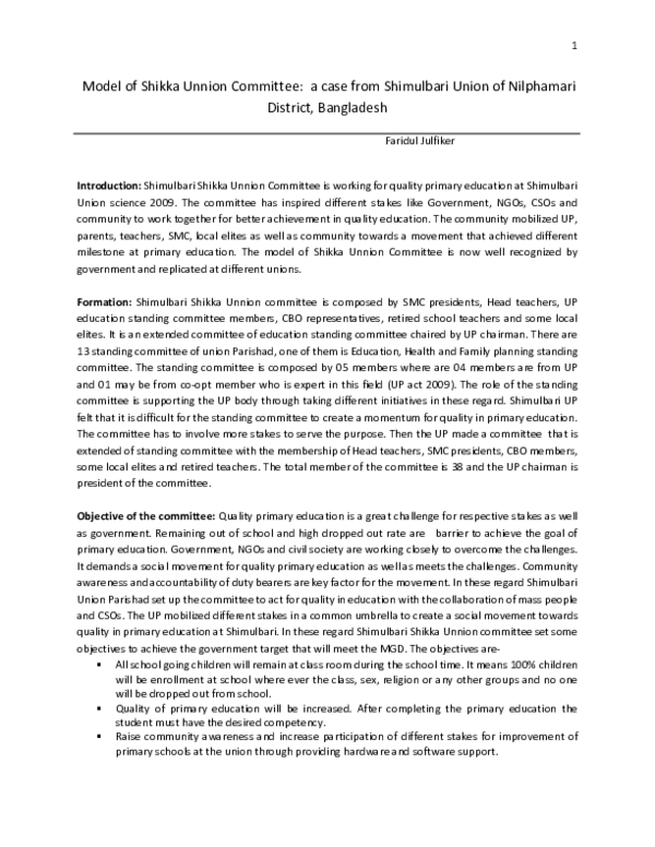 (PDF) Model of Shikka Unnion Committe (Education Development Committee ...