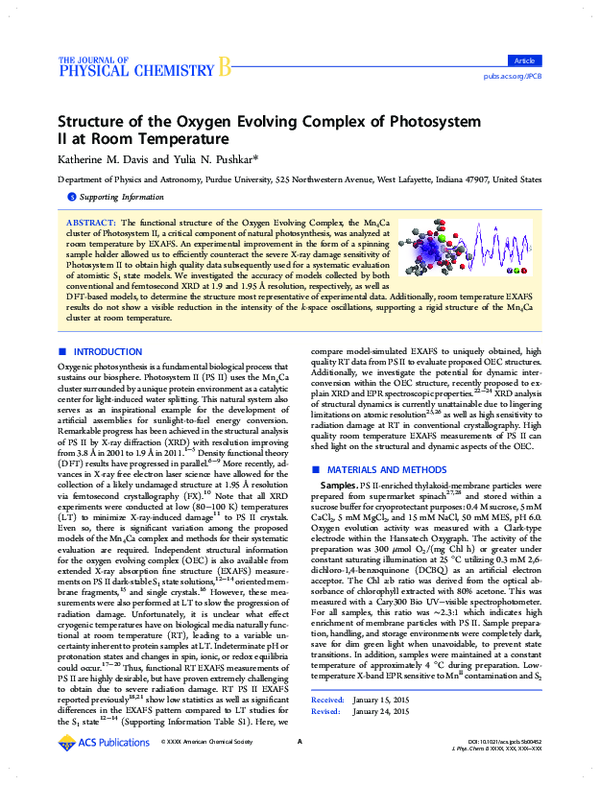 (PDF) Structure of the oxygen-evolving complex of Photosystem II: Calcium and lanthanum compete ...