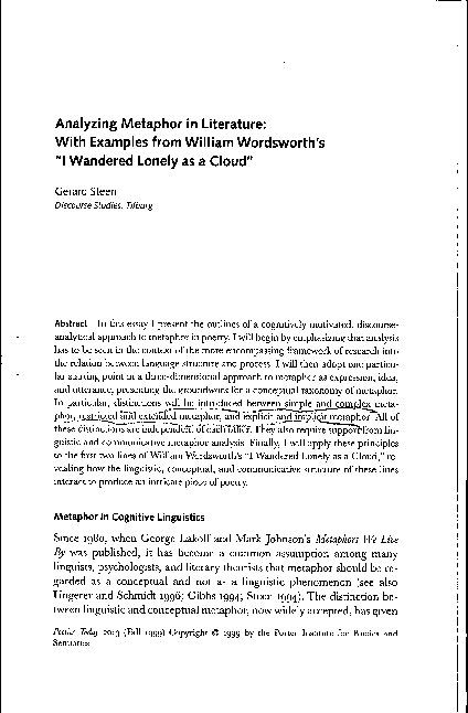 (PDF) Analyzing Metaphor In Literature: With Examples From William ...