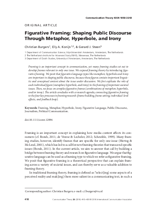 (PDF) Figurative Framing: Shaping Public Discourse Through Metaphor ...