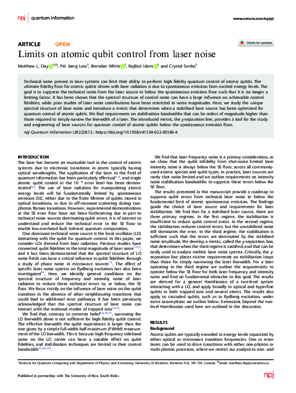 (PDF) Limits on atomic qubit control from laser noise