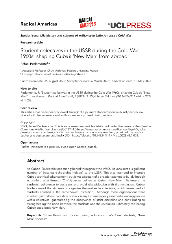 (PDF) Student colectivos in the USSR during the Cold War 1960s: shaping ...