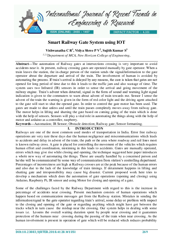 Pdf Smart Railway Gate System Using Iot