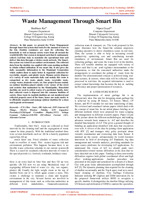 (PDF) Waste management through smart bin
