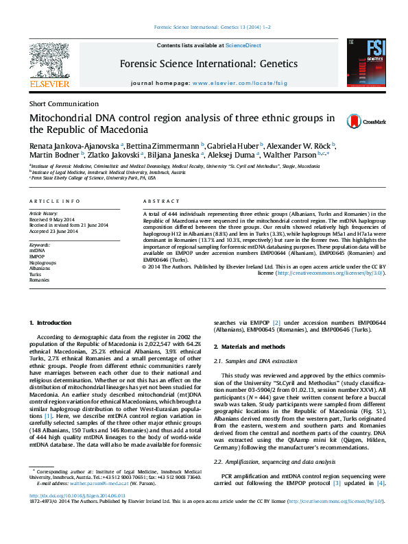 (PDF) Mitochondrial DNA control region analysis of three ethnic groups ...