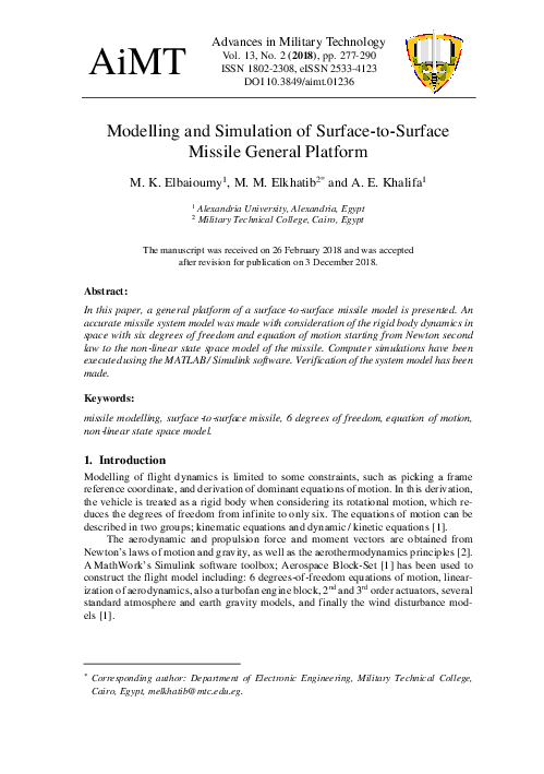 (PDF) Modelling and Simulation of Surface to Surface Missile General ...