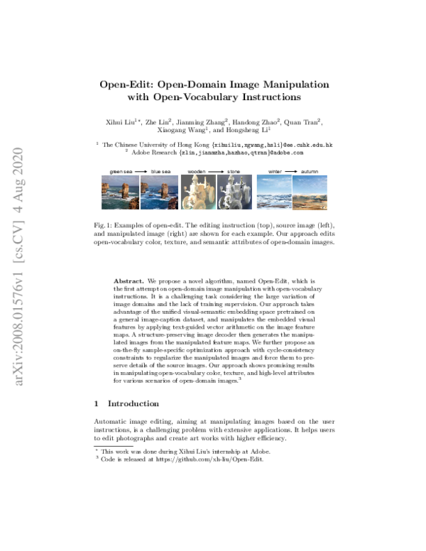 (PDF) Open-Edit: Open-Domain Image Manipulation with Open-Vocabulary ...