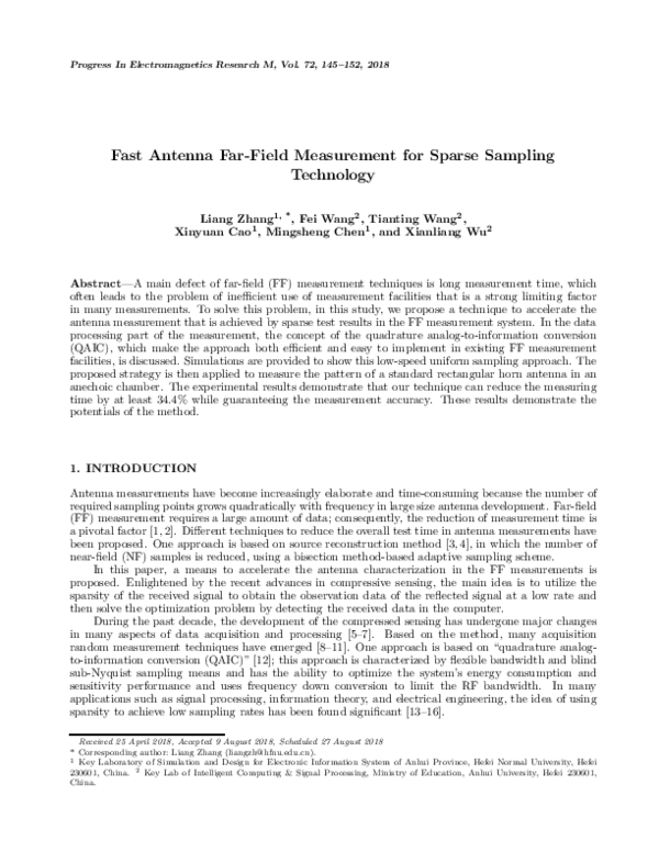 (PDF) Fast Antenna Far-Field Measurement for Sparse Sampling Technology