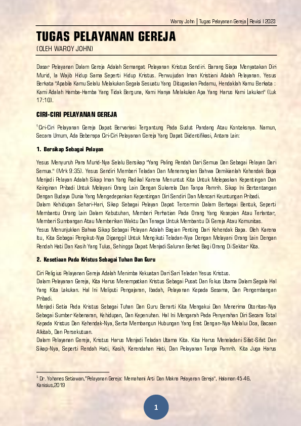 (PDF) TUGAS PELAYANAN GEREJA