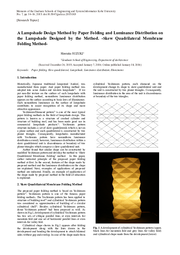 (PDF) A Lampshade Design Method by Paper Folding and Luminance ...