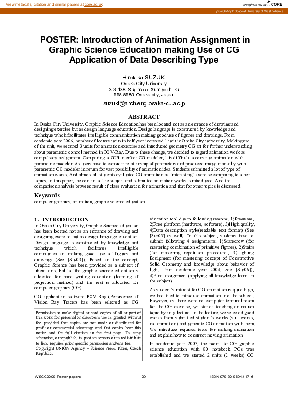 (PDF) Introduction of animation assignment in graphic science education making use of CG ...