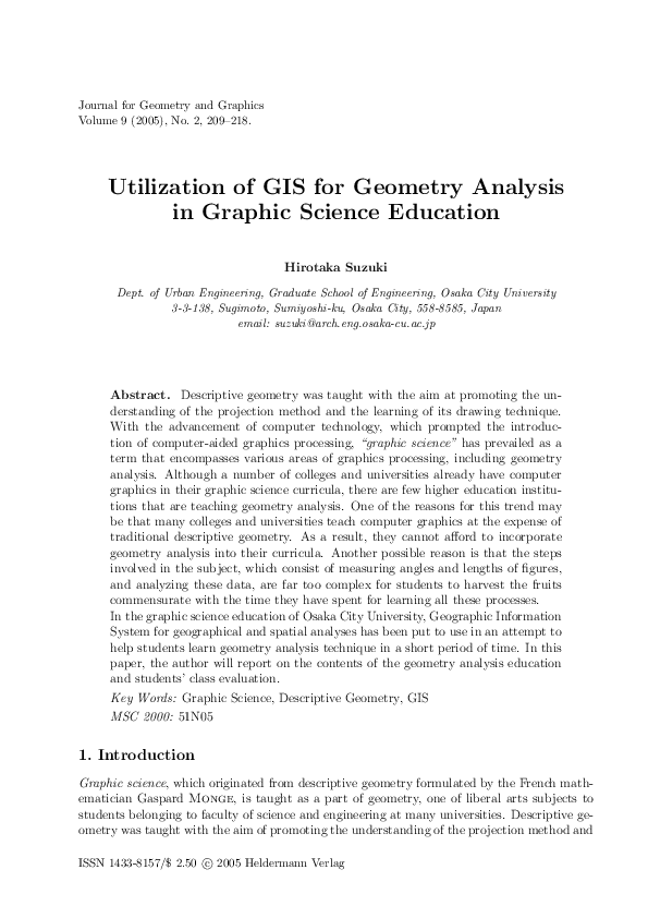 (PDF) Utilization of GIS for Geometry Analysis in Graphic Science Education