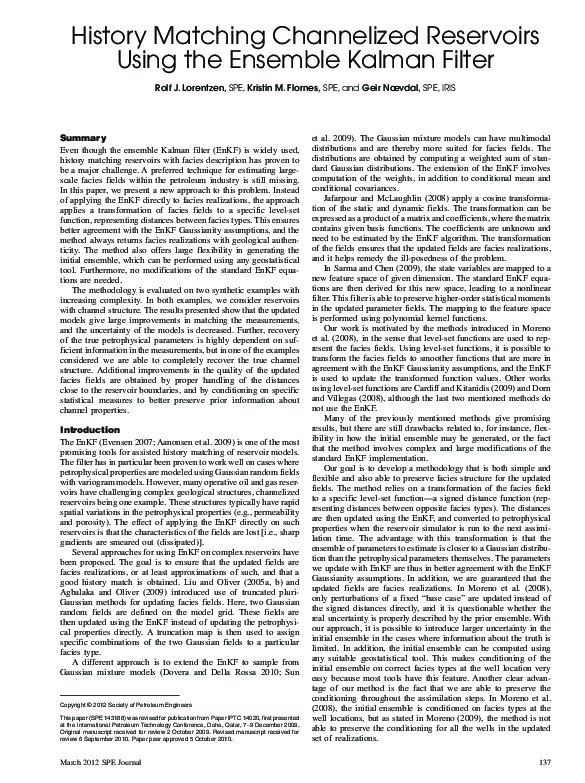 (PDF) History Matching Channelized Reservoirs Using the Ensemble Kalman ...
