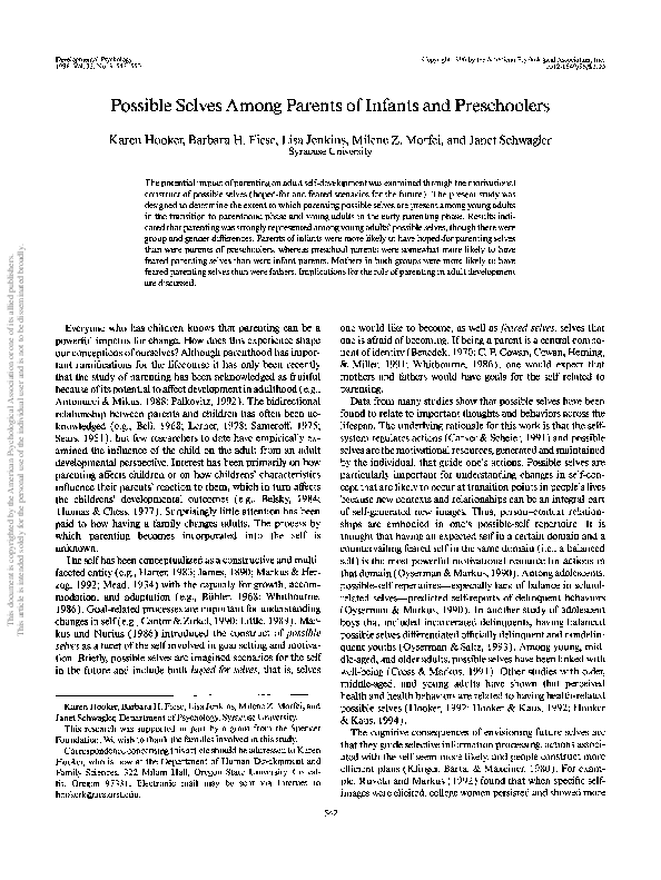 (PDF) Possible selves among parents of infants and preschoolers