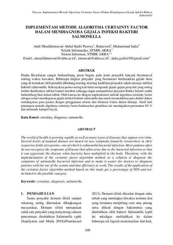 (PDF) Implementasi Metode Algoritma Certainty Factor Dalam Mendiagnosa ...