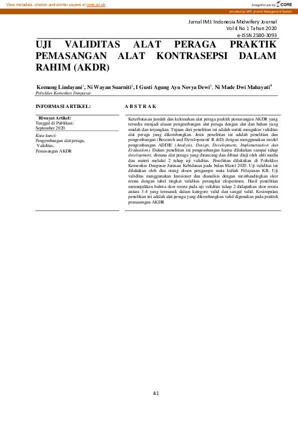 (PDF) Uji Validitas Alat Peraga Praktik Pemasangan Alat Kontrasepsi ...