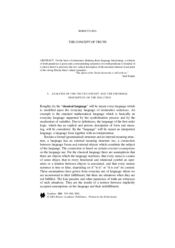 (PDF) The Concept of Truth