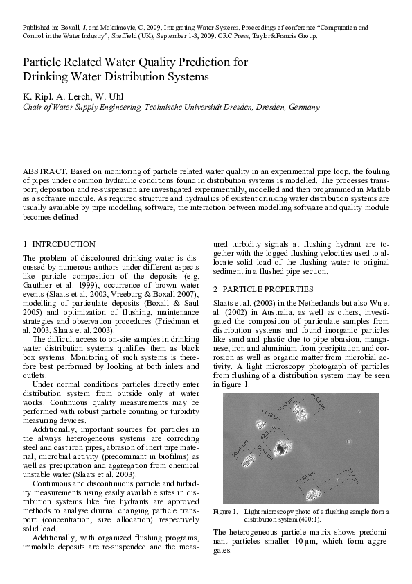 (PDF) Particle related water quality prediction for drinking water ...