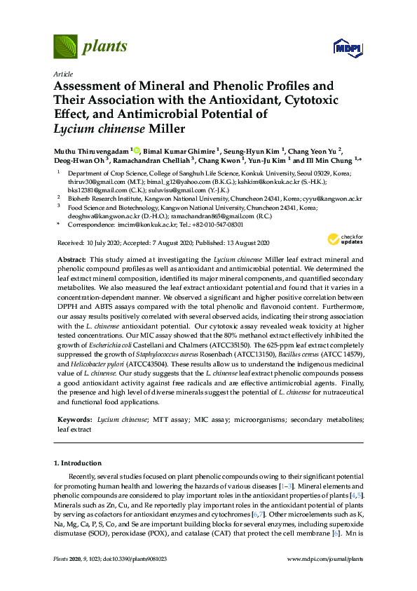 (PDF) Assessment of Mineral and Phenolic Profiles and Their Association with the Antioxidant ...
