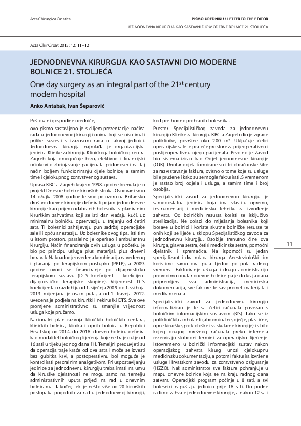 (PDF) One day surgery as an integral part o the 21st century modern ...