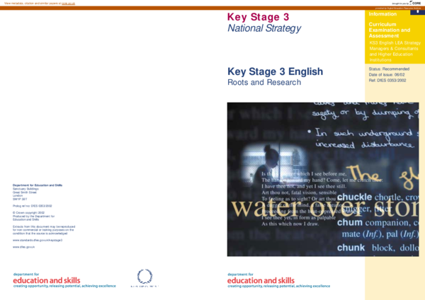 (PDF) Key stage 3 English : roots and research