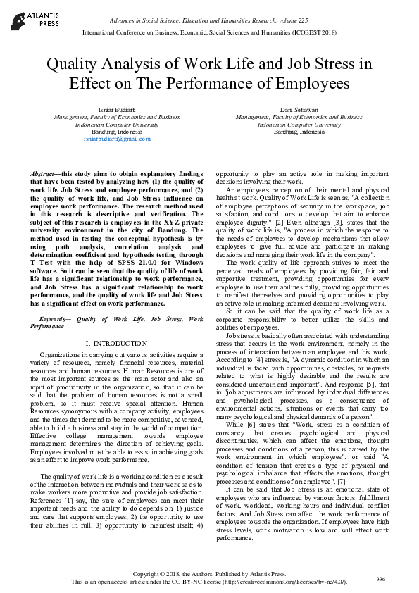 (PDF) Work Life Quality and Job Stress Impact on Performance