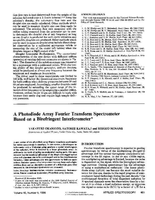 A Photodiode Array Fourier Transform Spectrometer Based On A Birefringent Interferometer