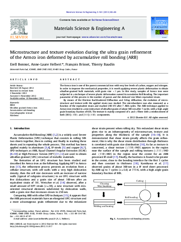 (PDF) Microstructure and texture evolution during the ultra grain ...