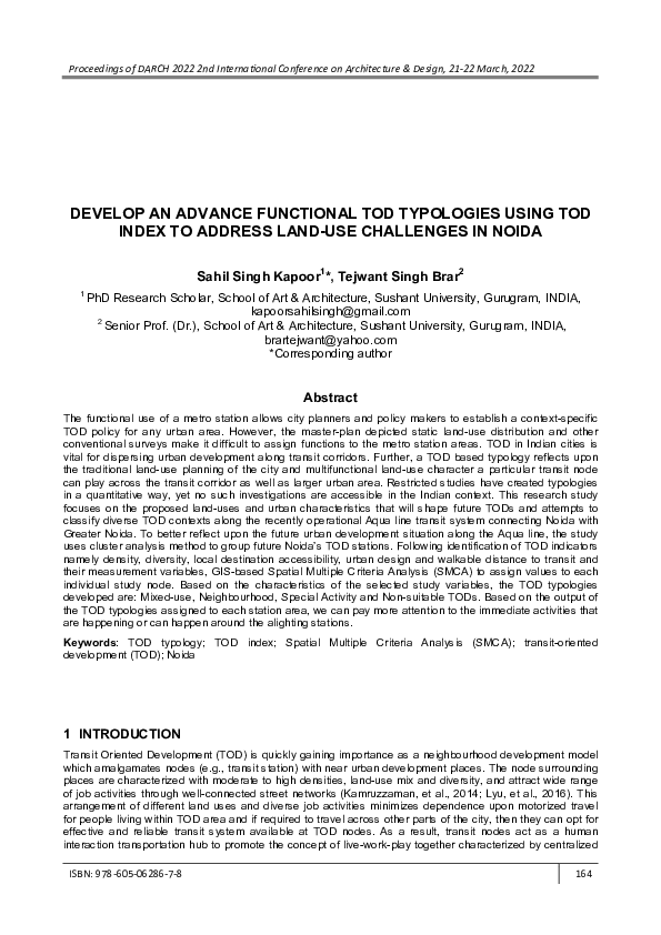 (PDF) Develop an Advance Functional Tod Typologies Using Tod Index to ...