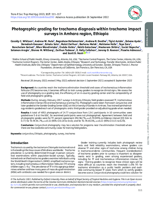(PDF) Photographic grading for trachoma diagnosis within trachoma ...