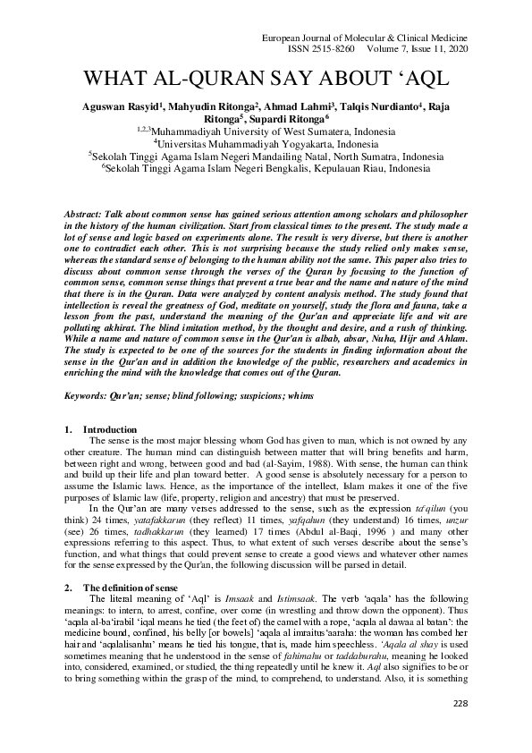 (PDF) What Al-Quran Say About ‘Aql