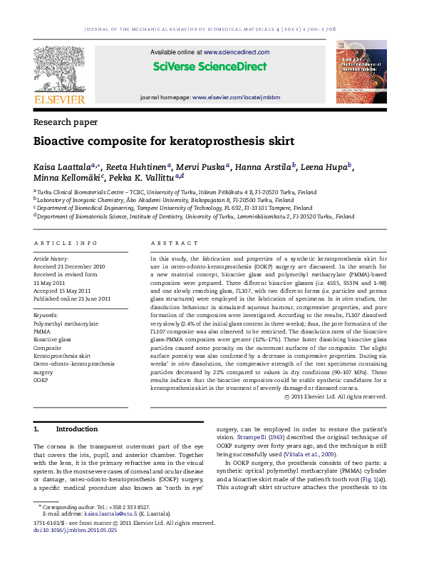 (PDF) Bioactive composite for keratoprosthesis skirt