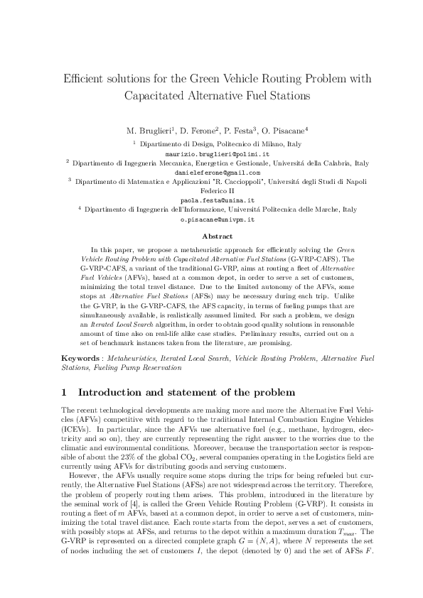 Pdf The Green Vehicle Routing Problem With Capacitated Alternative Fuel Stations