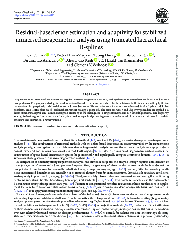 (PDF) Residual-based error estimation and adaptivity for stabilized immersed isogeometric ...