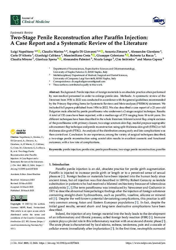 (PDF) Two-Stage Penile Reconstruction after Paraffin Injection: A Case ...