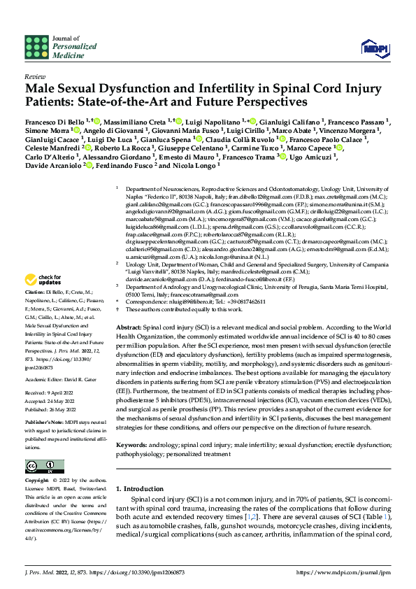 (PDF) Male Sexual Dysfunction and Infertility in Spinal Cord Injury Patients: State-of-the-Art ...