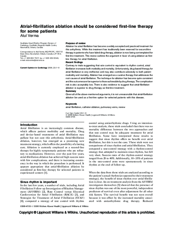 (PDF) Atrial-fibrillation ablation should be considered first-line ...