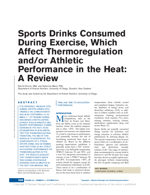 (PDF) Sports Drinks Consumed During Exercise, Which Affect ...