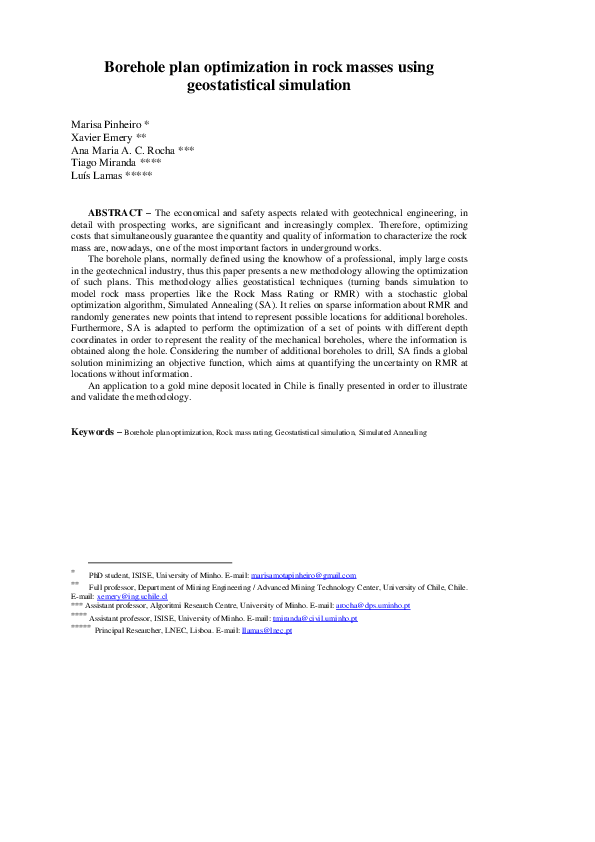 (PDF) Borehole plan optimization in rock masses using geostatistical ...