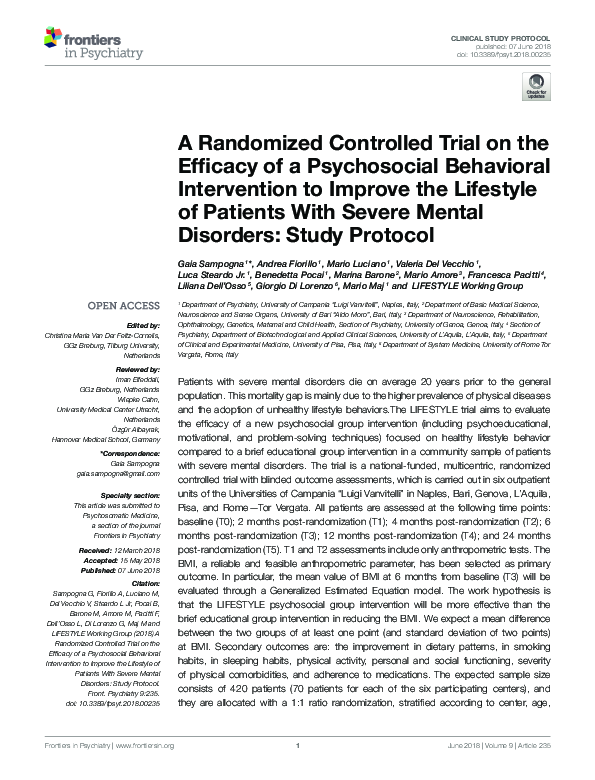 (PDF) A Randomized Controlled Trial on the Efficacy of a Psychosocial Behavioral Intervention to ...
