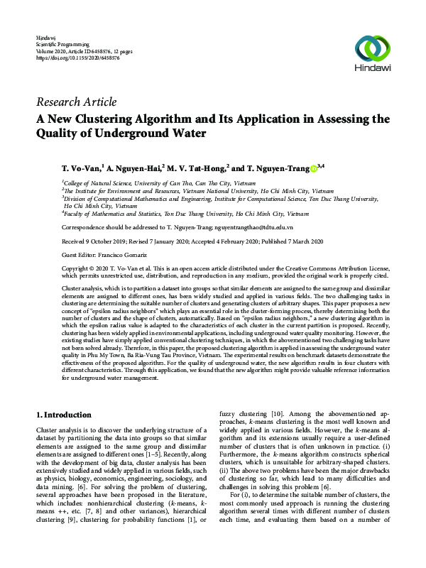 (PDF) A New Clustering Algorithm and Its Application in Assessing the Quality of Underground ...