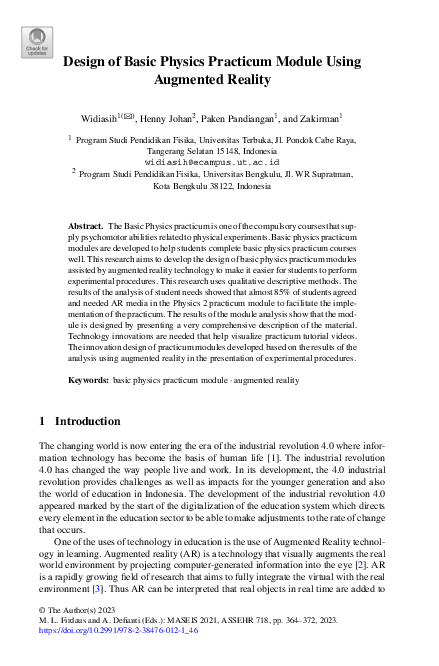 (PDF) Design of Basic Physics Practicum Module Using Augmented Reality