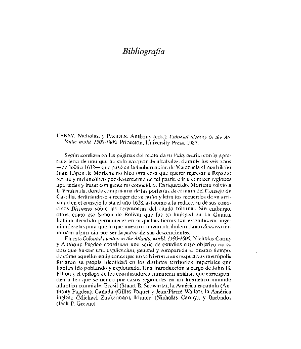 (PDF) N. Canny y A. Pagden: Colonial identity in the Atlantic world
