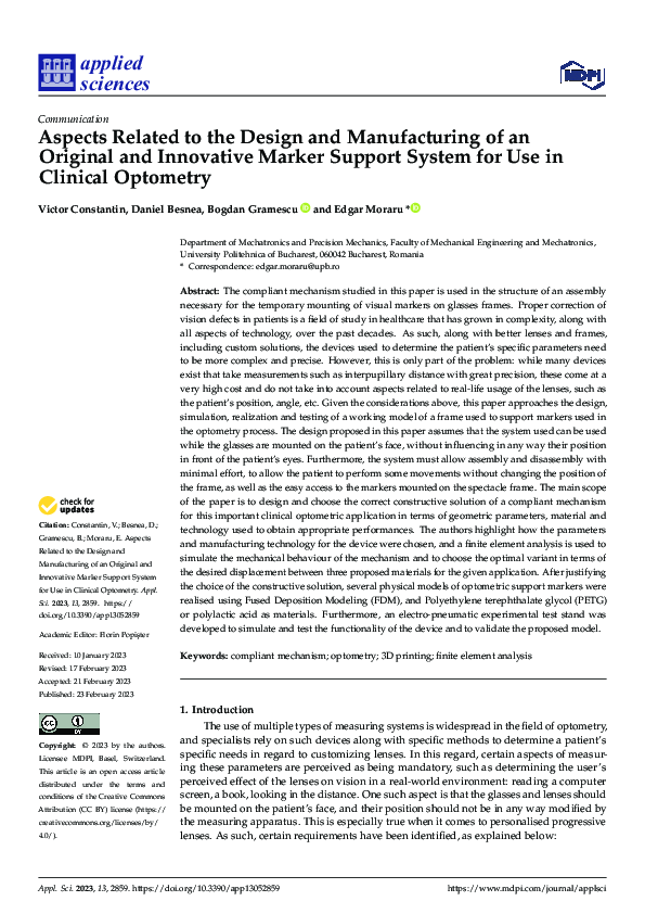 (PDF) Aspects Related to the Design and Manufacturing of an Original ...