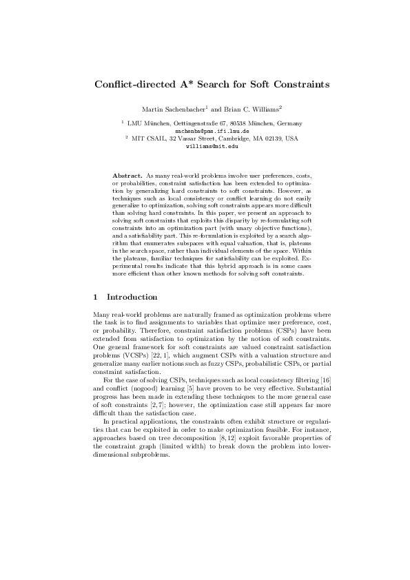 (PDF) Conflict-Directed A* Search for Soft Constraints