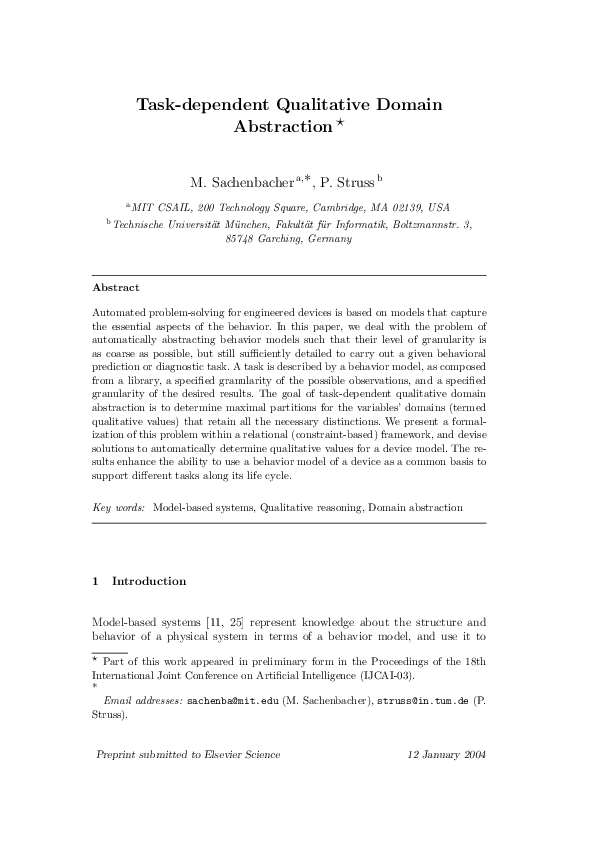 (PDF) Task-dependent qualitative domain abstraction