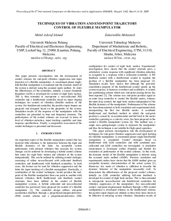 (PDF) Techniques of vibration and end-point trajectory control of ...
