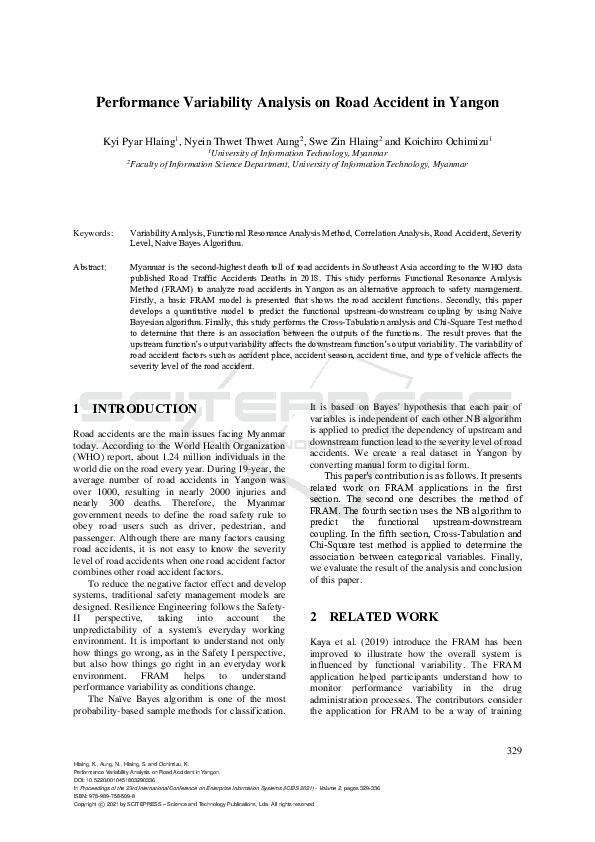 (PDF) Performance Variability Analysis on Road Accident in Yangon