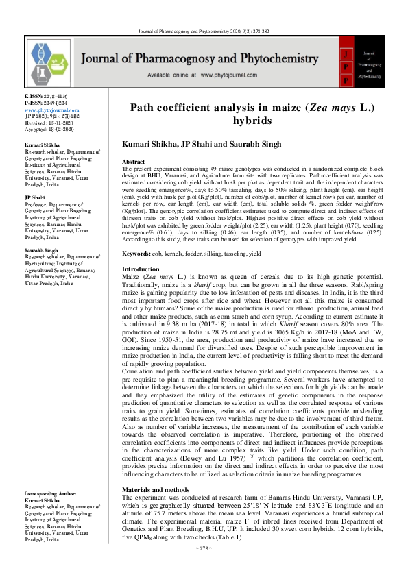 (PDF) Path coefficient analysis in maize (Zea mays L.) hybrids