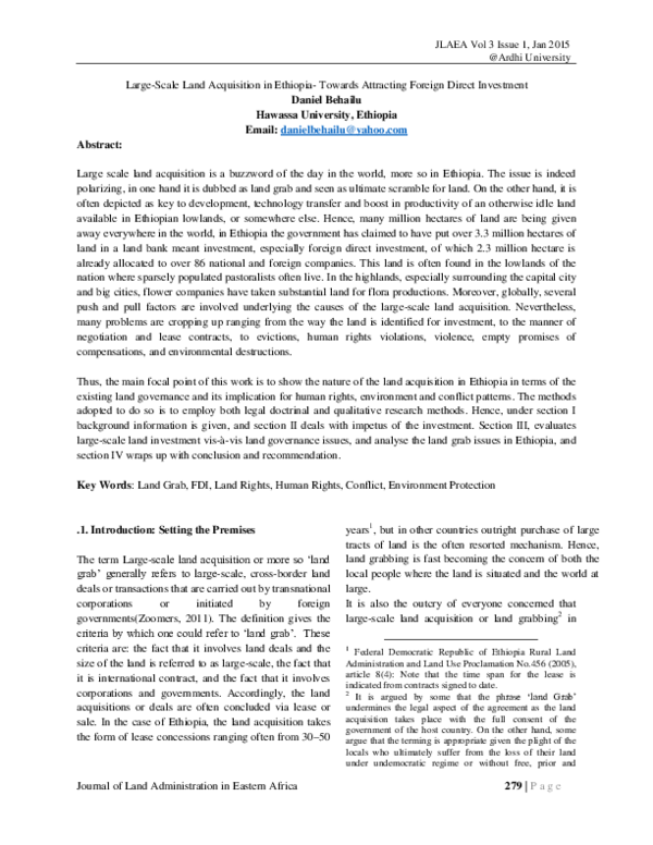 (PDF) Large-Scale Land Acquisition in Ethiopia | Daniel Behailu ...